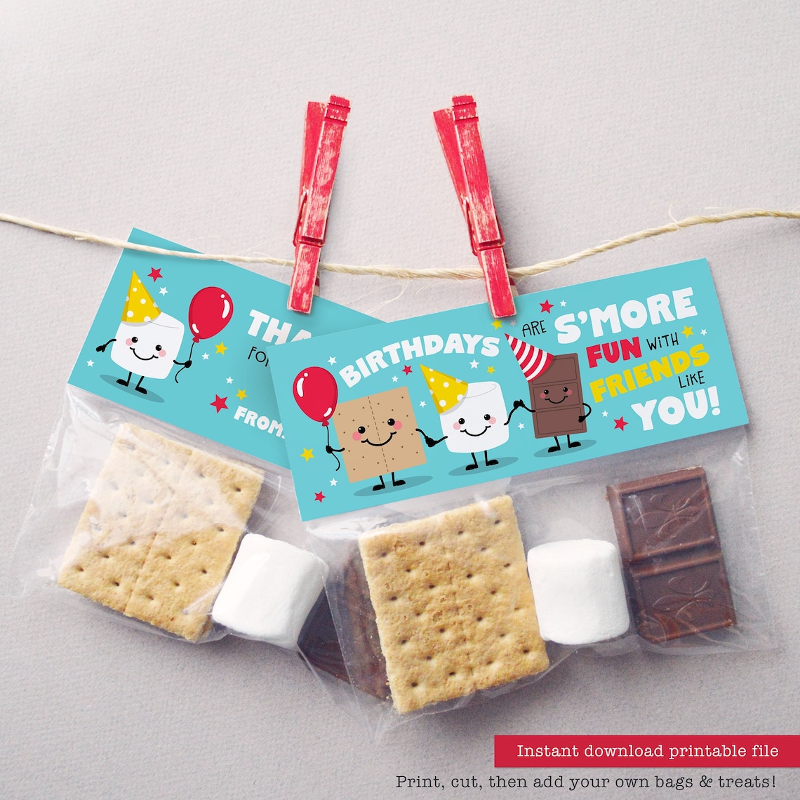 PRINTABLE Birthday Smores Tags S'mores Treat Tags - Etsy