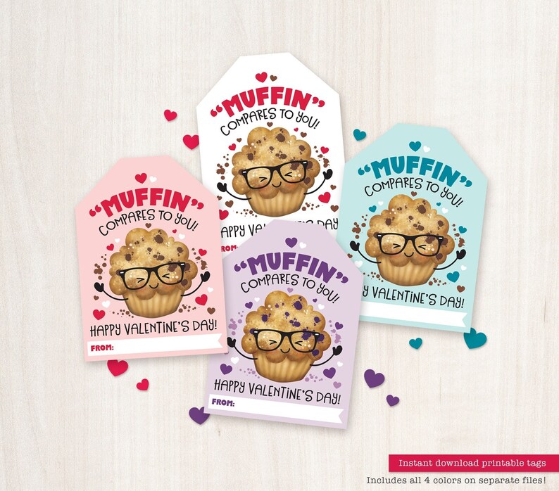 Kids Valentines Cards Muffin Valentine Tags Printable Valentines Day ...