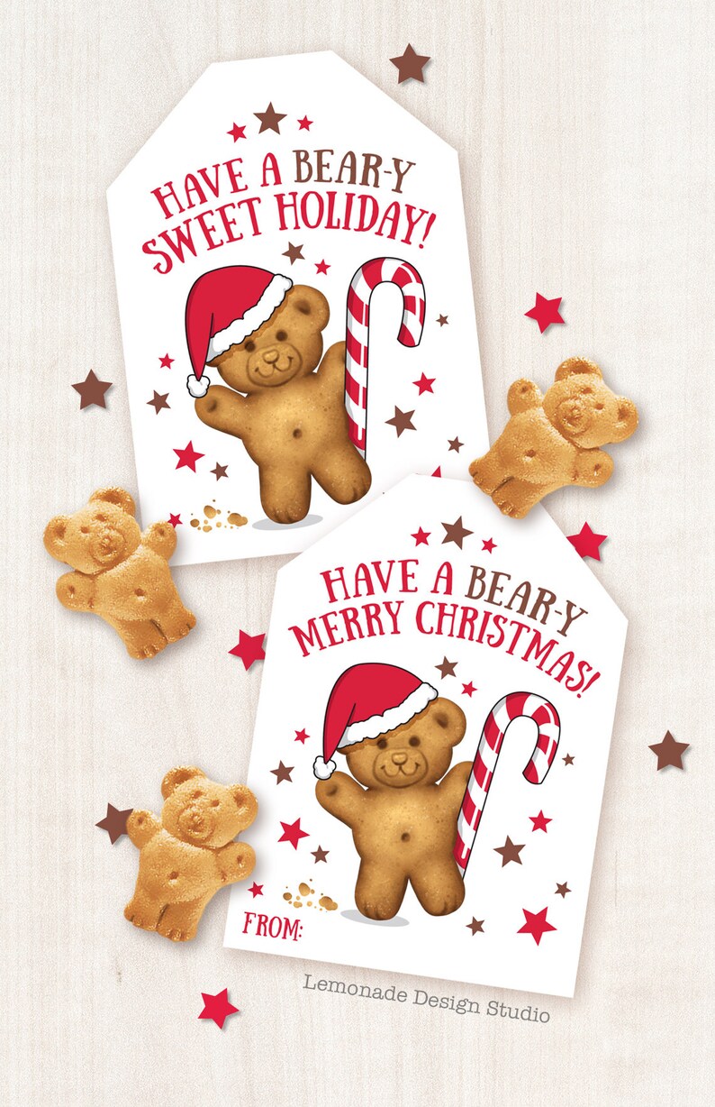 Printable Christmas Tags Teddy Bear Grahams Tags Classroom Holiday ...