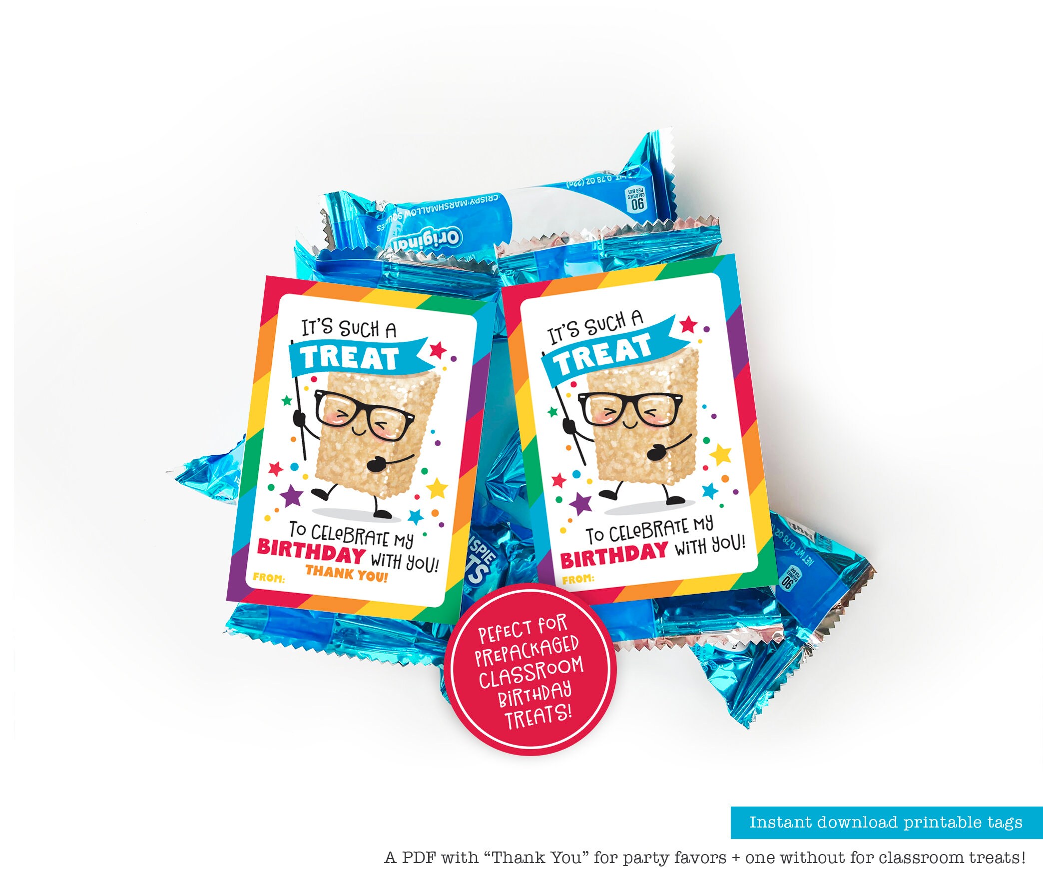 Printable Birthday Treat Tag for Crispy Rice Treats Classroom Birthday ...