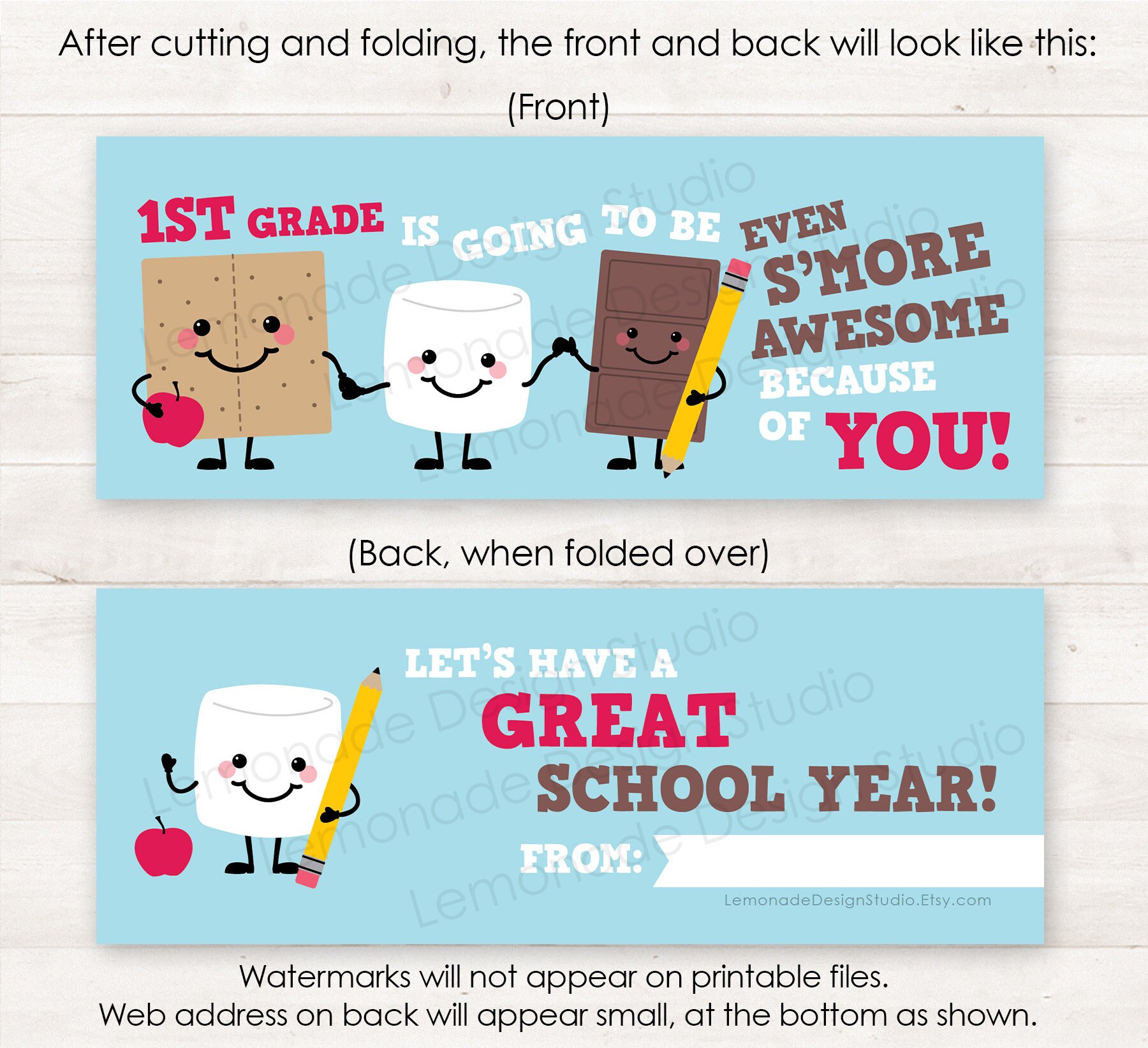 Back to School Gift for Students 1st Grade Printable Smore Tag First ...