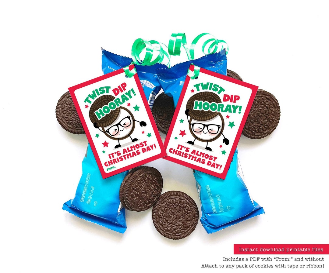 Printable Christmas Treat Tags for Cookies Classroom Chocolate Sandwich ...
