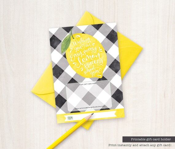 Back to School PRINTABLE Teacher Gift Card Holder Easy Peasy Lemon ...