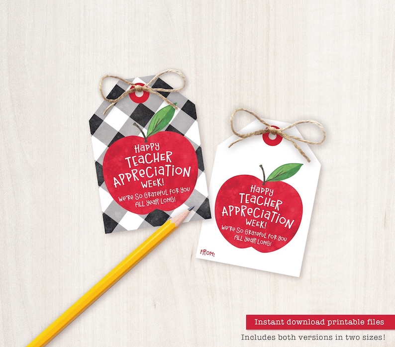 Teacher Appreciation Week Gift Tag PRINTABLE Teacher Thank You - Etsy