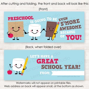 Preschool Back to School Gift for Students Printable Smores Tags First ...