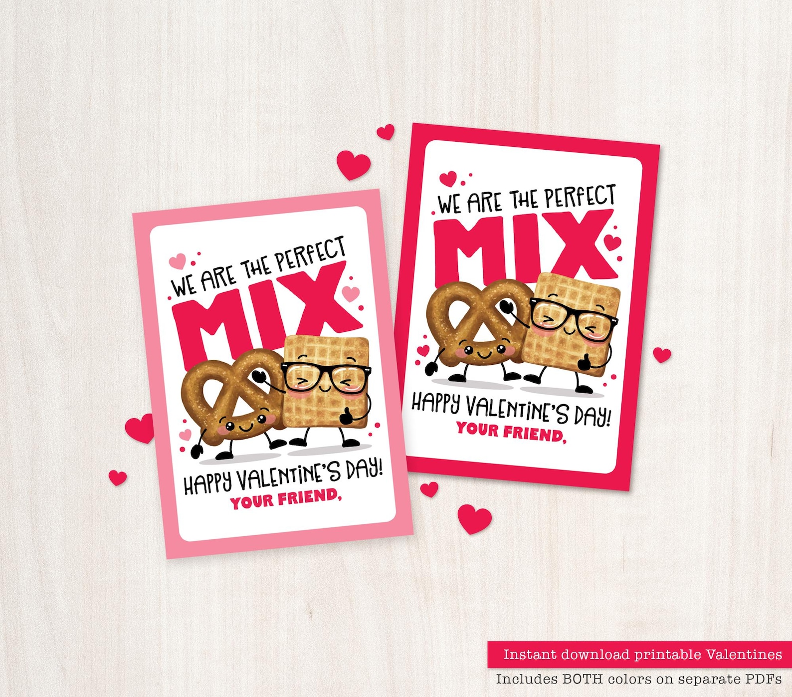 Printable Valentines Snack Mix Tags Classroom Valentine Cards Treat ...