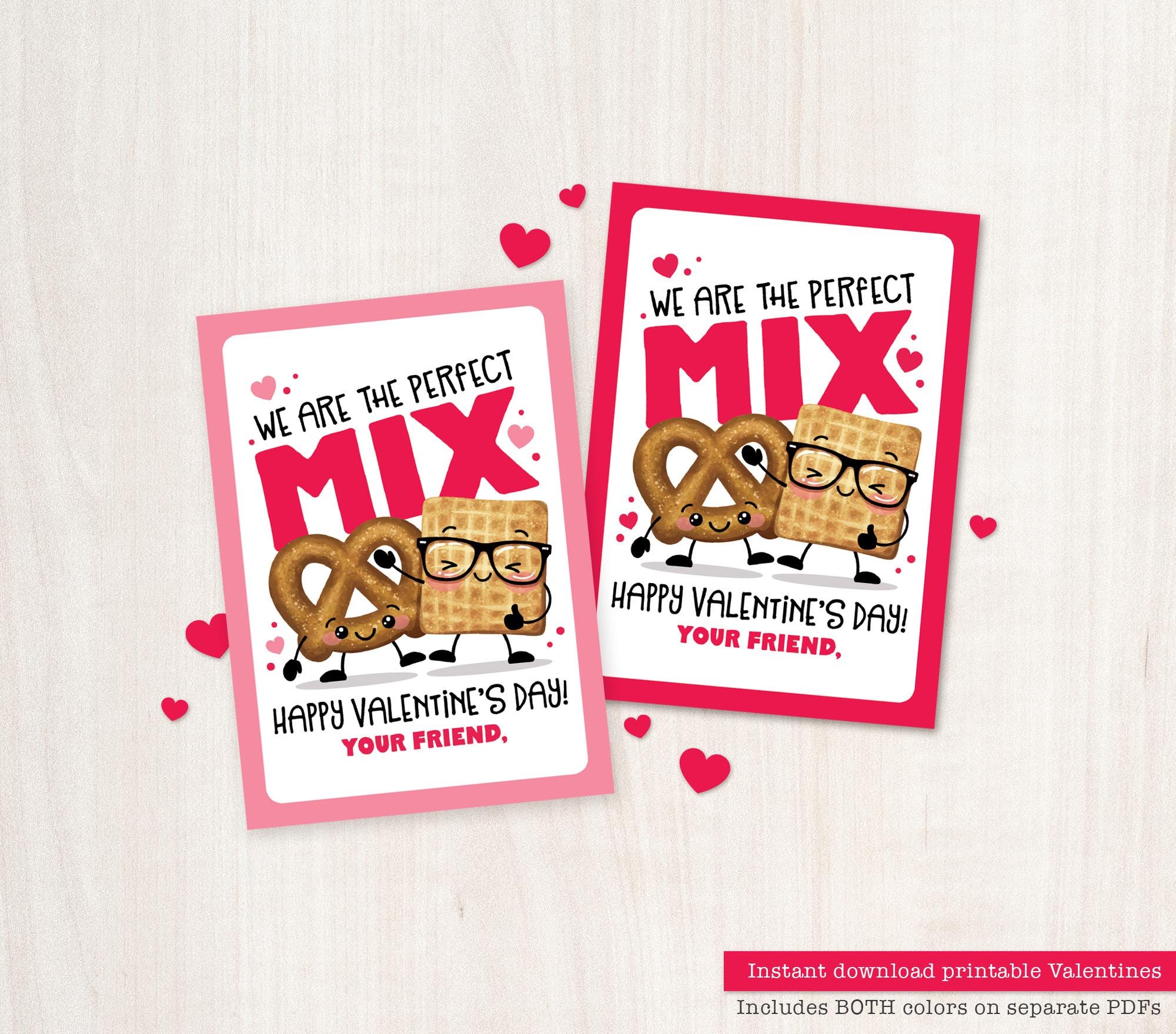 Printable Valentines Snack Mix Tags Classroom Valentine Cards Treat ...