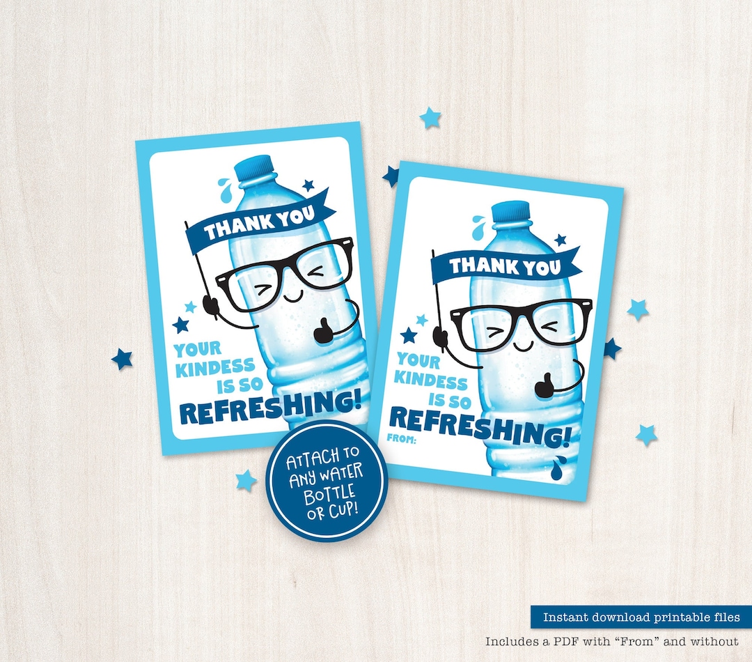 Water Bottle Thank You Tag for Teacher Gift Printable Water ...