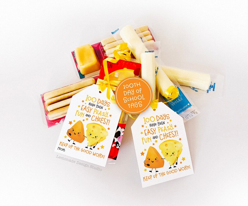 Printable 100th Day of School Tags for Students Snack Tag - Etsy