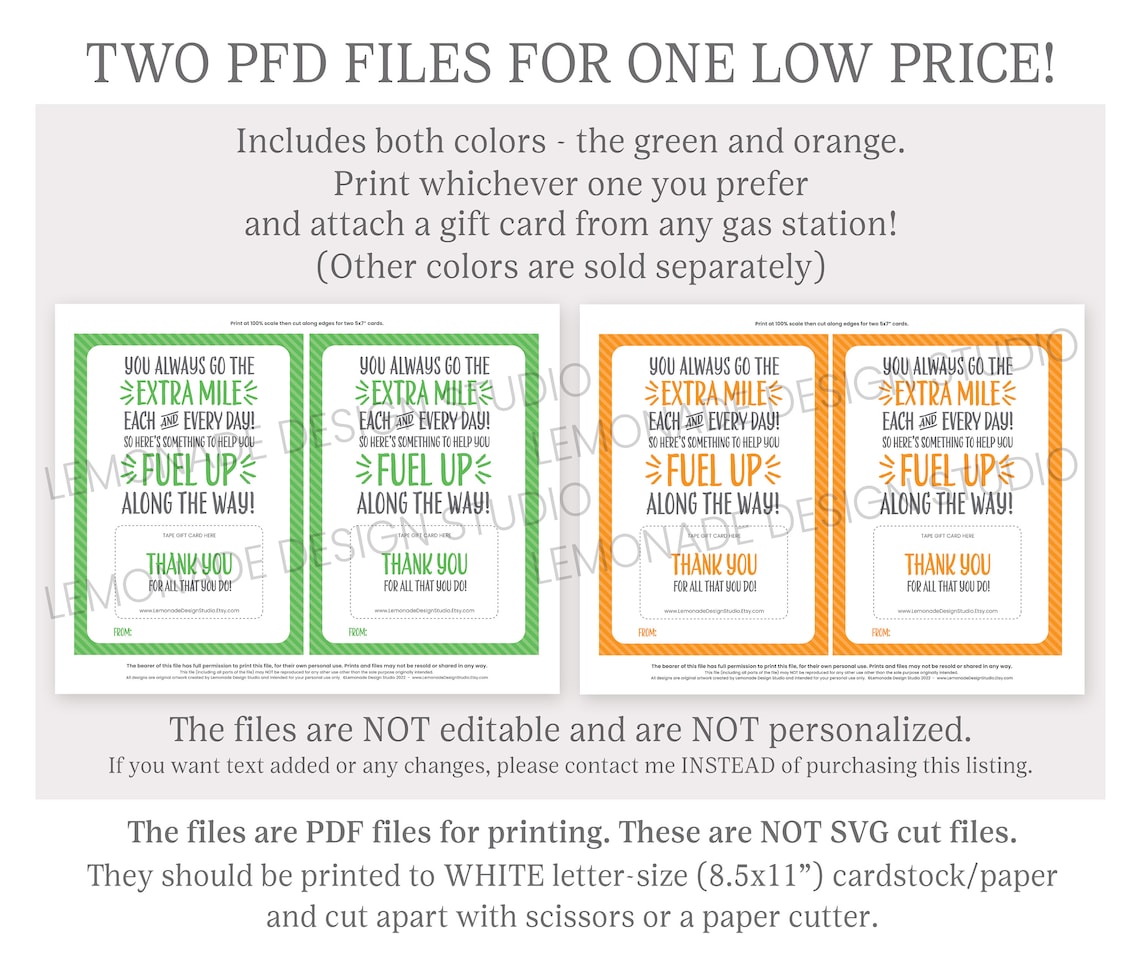 PRINTABLE Gas Gift Card Holder Teacher Back to School Gift - Etsy