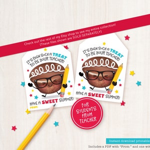 Last Day of School Treat Tag Printable Cupcake Tag End of School Year ...