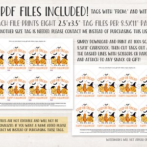 Printable Halloween Tags Trick or Treat Tags Classroom Halloween Party ...
