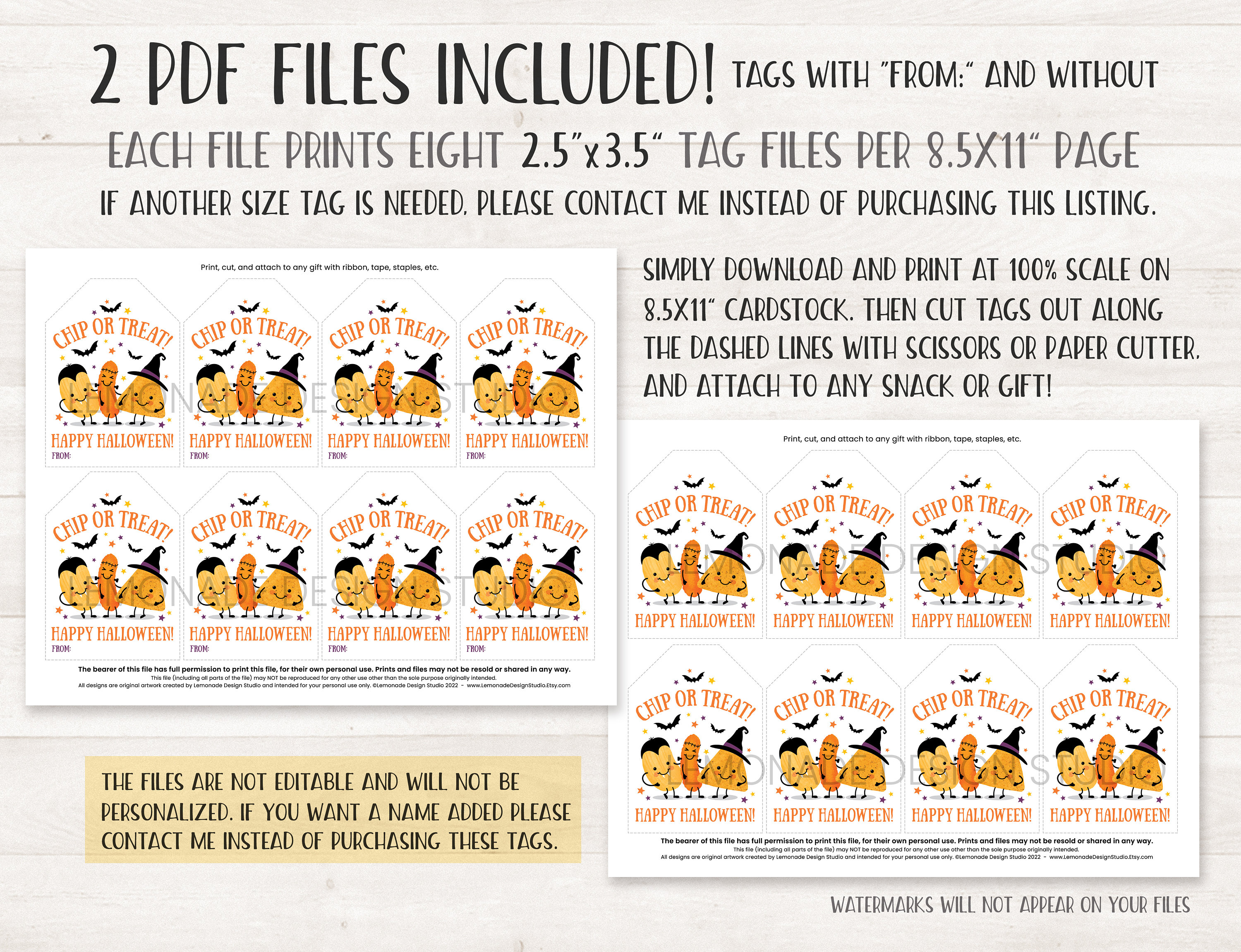 Printable Halloween Tags Trick or Treat Tags Classroom Halloween Party ...