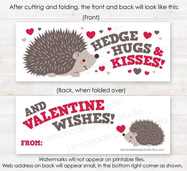 PRINTABLE Valentines for Kids Valentines Treat Bag Toppers Hedgehog ...