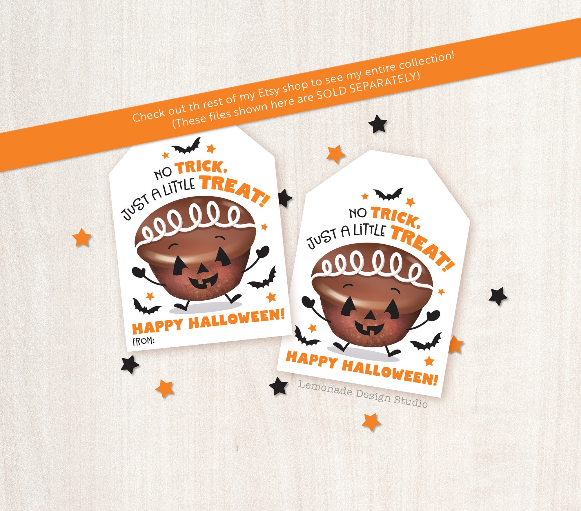 Halloween Tags Printable Trick or Treat Bag Chocolate Cupcake Tags ...