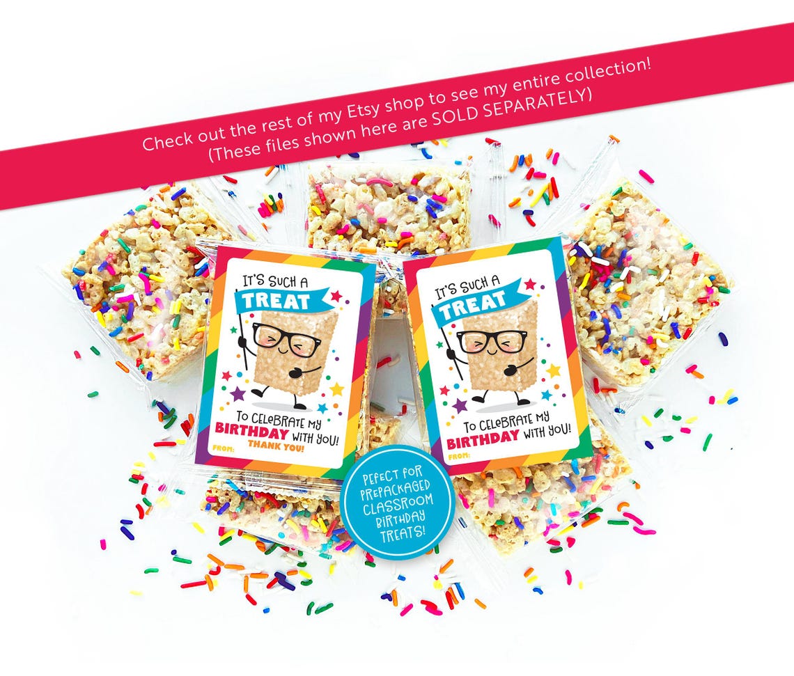 Printable Classroom Birthday Treat Tag Snack Cakes Birthday School ...