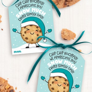 Printable Holiday Cookie Tags Christmas Gift Tags Chocolate Chip Cookie ...