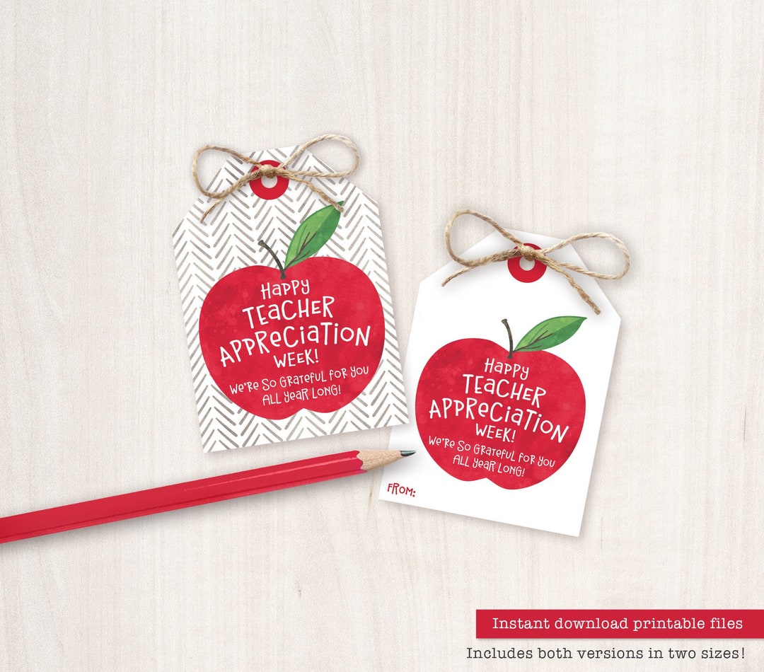 Teacher Appreciation Week Gift Tag PRINTABLE Teacher Thank You Card ...