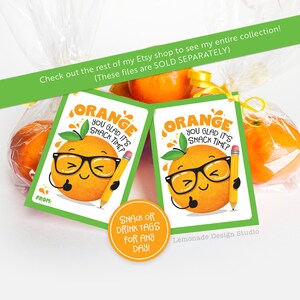 Printable Testing Day Snack Tag Orange Tag Mandarine Oranges Cuties ...