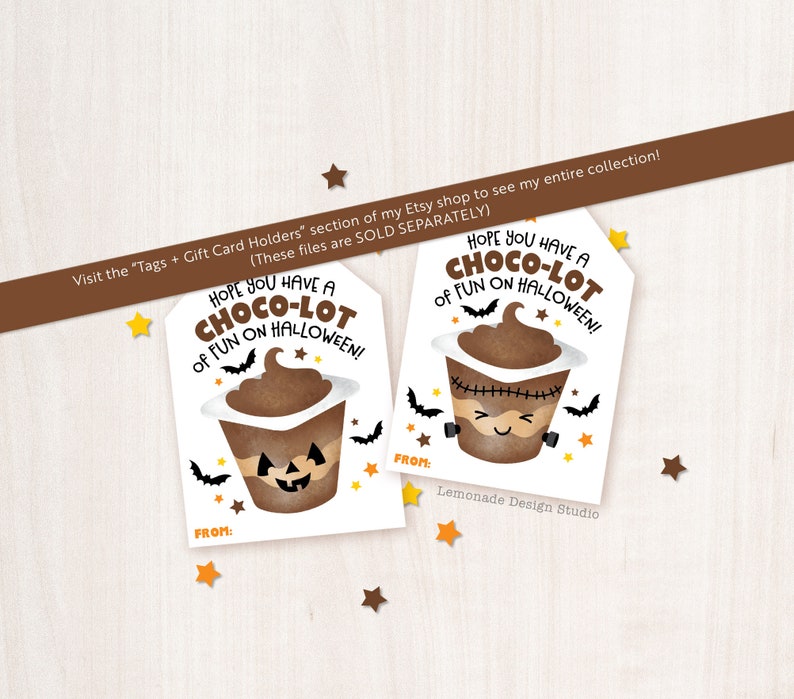 Printable Halloween Tags Trick or Treat Bag Chocolate Chip - Etsy
