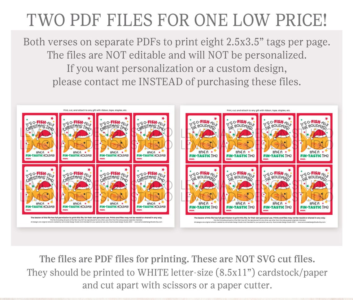 Printable O-fish-ally the Holidays Christmas Snack Tag Goldfish ...