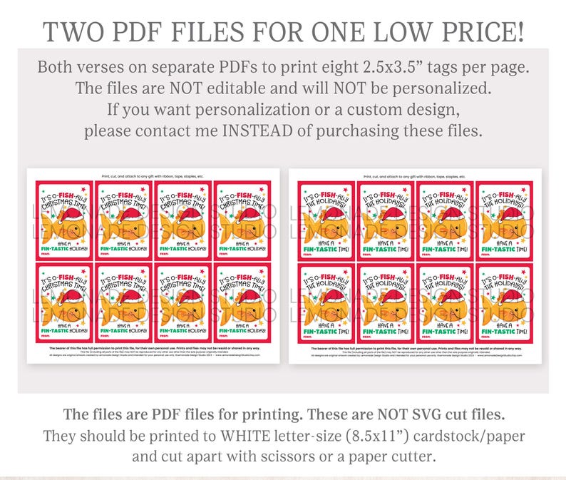 Printable O-fish-ally the Holidays Christmas Snack Tag Goldfish ...