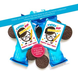 100 Days of School Printable Treat Tag Swiss Cake Roll Classroom Gift ...