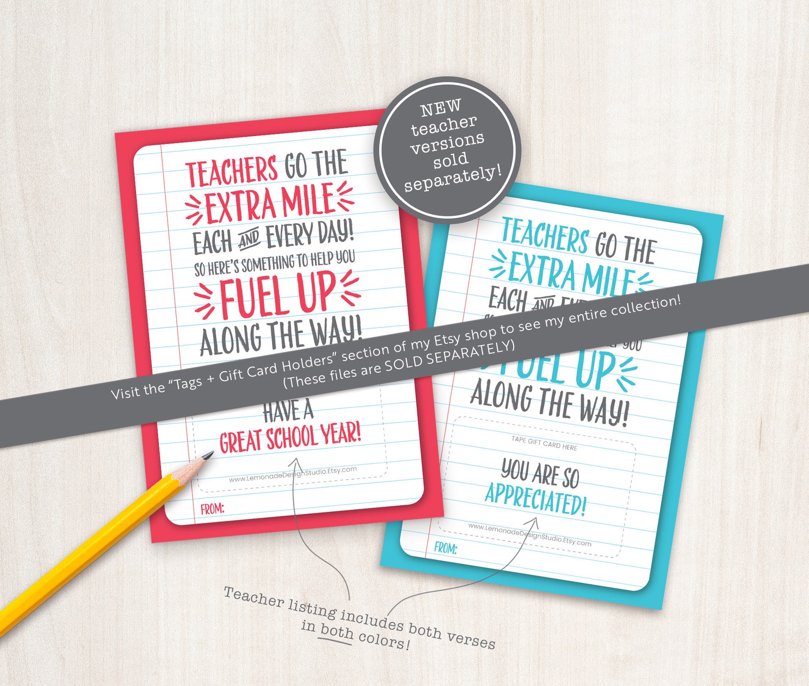 PRINTABLE Gas Gift Card Holder Back to School Teacher Gift - Etsy