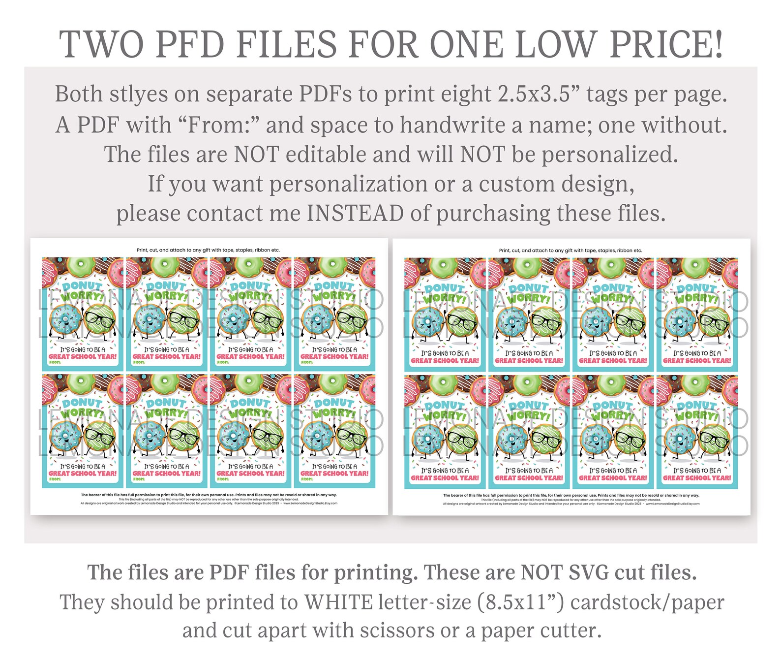 Back to School Donut Worry Treat Tags Student Gift From Teacher First ...