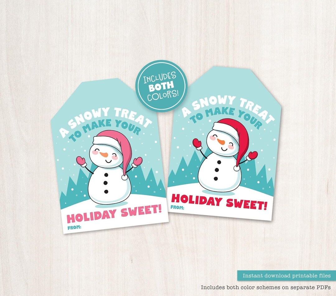 Snowball Snack Cake Treat Tags Snowy Treat Your Holiday Sweet Printable ...