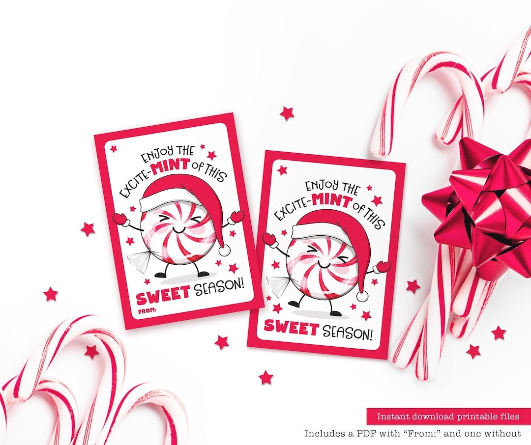 Printable Christmas Treat Tags for Candy Canes Peppermint Hot Cocoa or ...