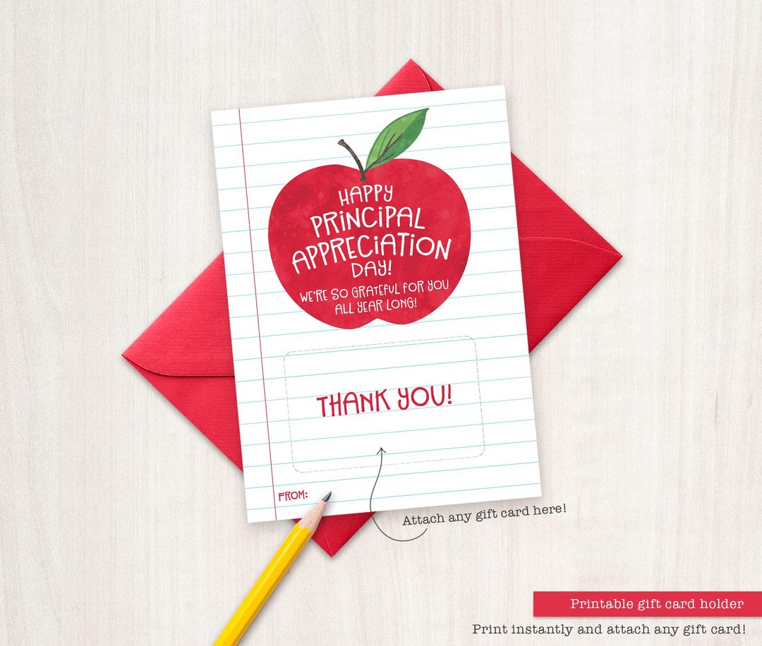 Principal Appreciation Day Gift PRINTABLE Gift Card Holder Principal ...