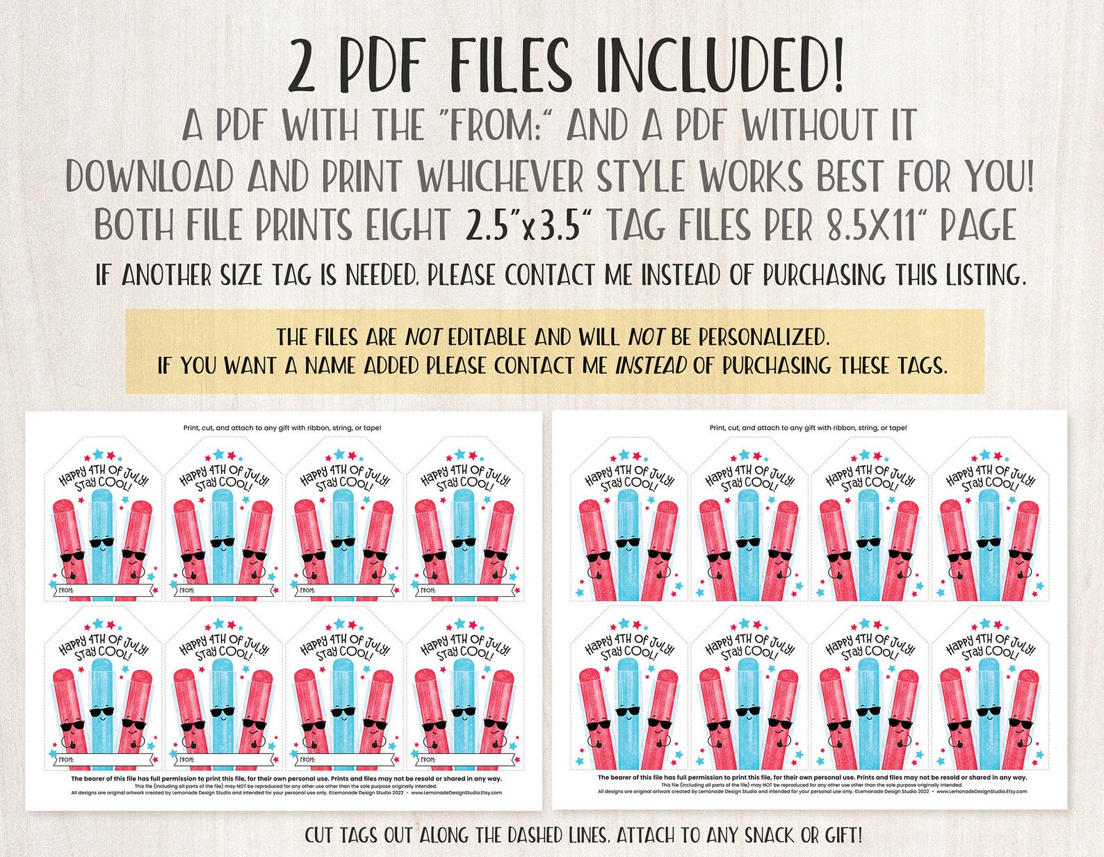 4th of July Printable Tag Freeze Pop Tags Pop Ice Popsicle | Etsy