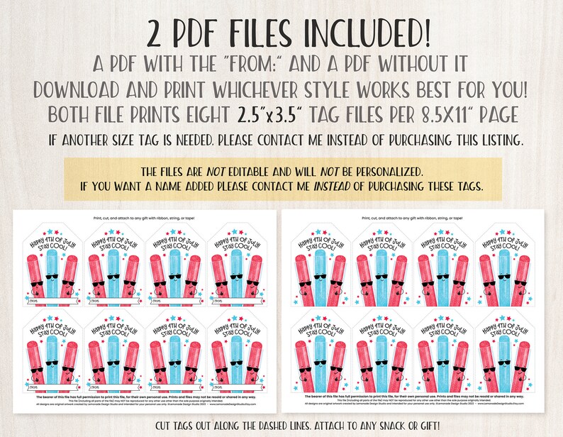 4th of July Printable Tag Freeze Pop Tags Pop Ice Popsicle | Etsy