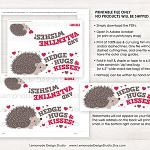 PRINTABLE Valentines for Kids Valentines Treat Bag Toppers Hedgehog ...