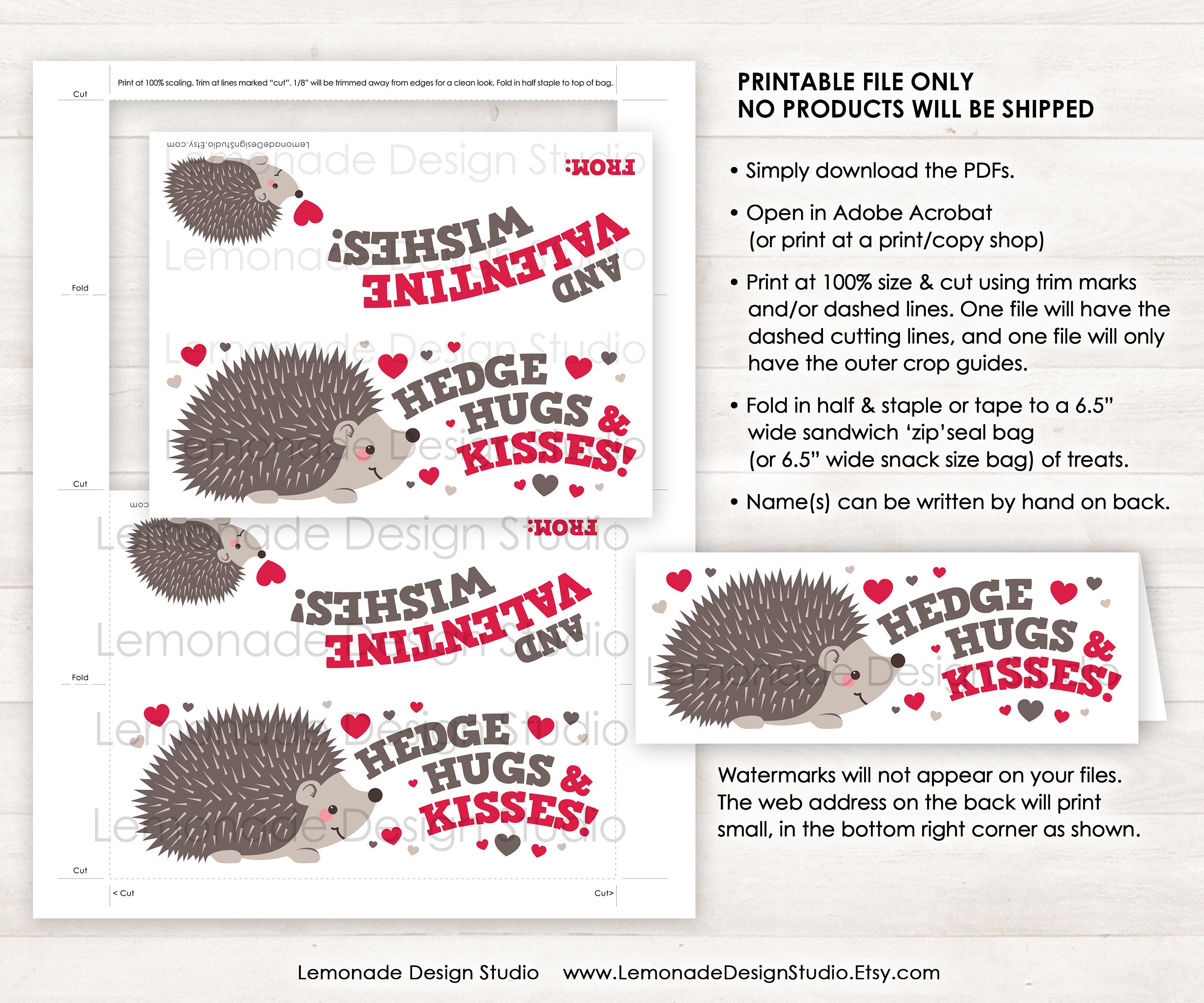 PRINTABLE Valentines for Kids Valentines Treat Bag Toppers | Etsy