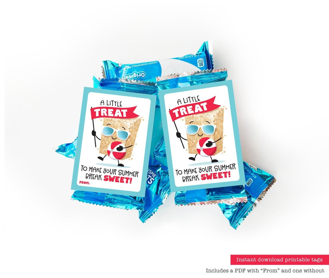 Printable Summer Break Crispy Rice Treats Tag Classroom Gift Students ...