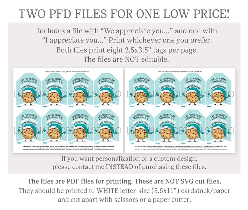 Printable Holiday Cookie Tags Christmas Gift Tags Chocolate - Etsy