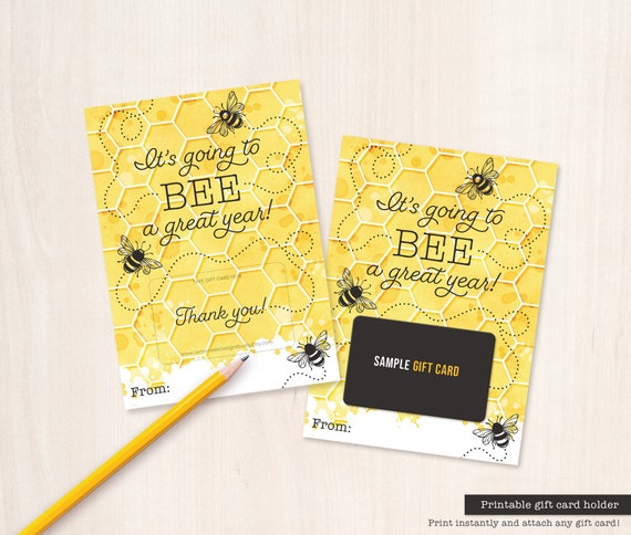 Back to School Teacher Gift from Student PRINTABLE Gift Card Holder Bee ...