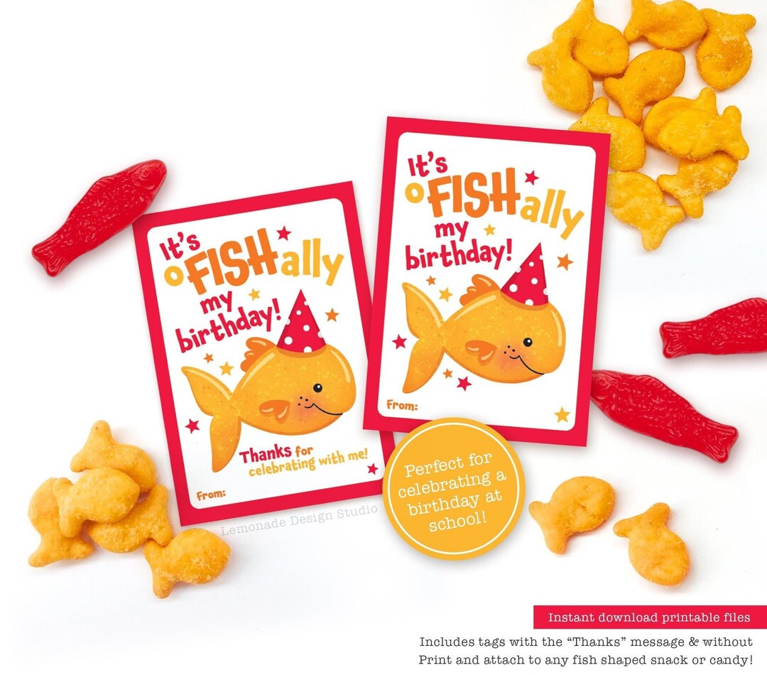 Printable Birthday Treat Tag Classroom Snack Tag Fish Crackers Tag ...