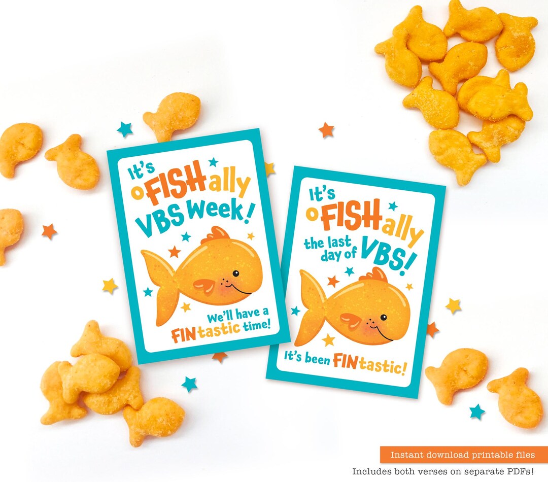 Printable VBS Snack Tag for Goldfish Shaped Snack Crackers Summer ...