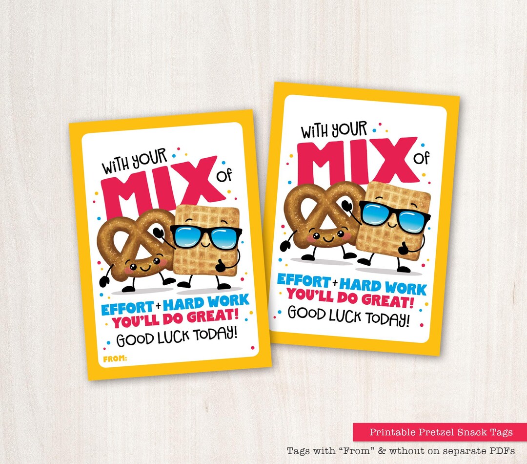 Printable Good Luck Snack Mix Tag Pretzel Mix Sports Treat Game Day ...