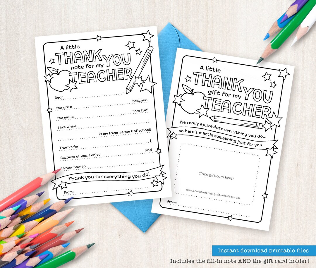 End of Year Teacher Gift Card Holder Teacher Appreciation Tag PRINTABLE ...