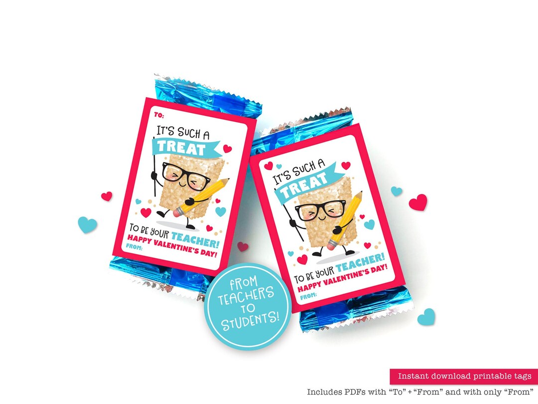 Classroom Valentines FROM TEACHER for Student Printable Valentine Tags ...