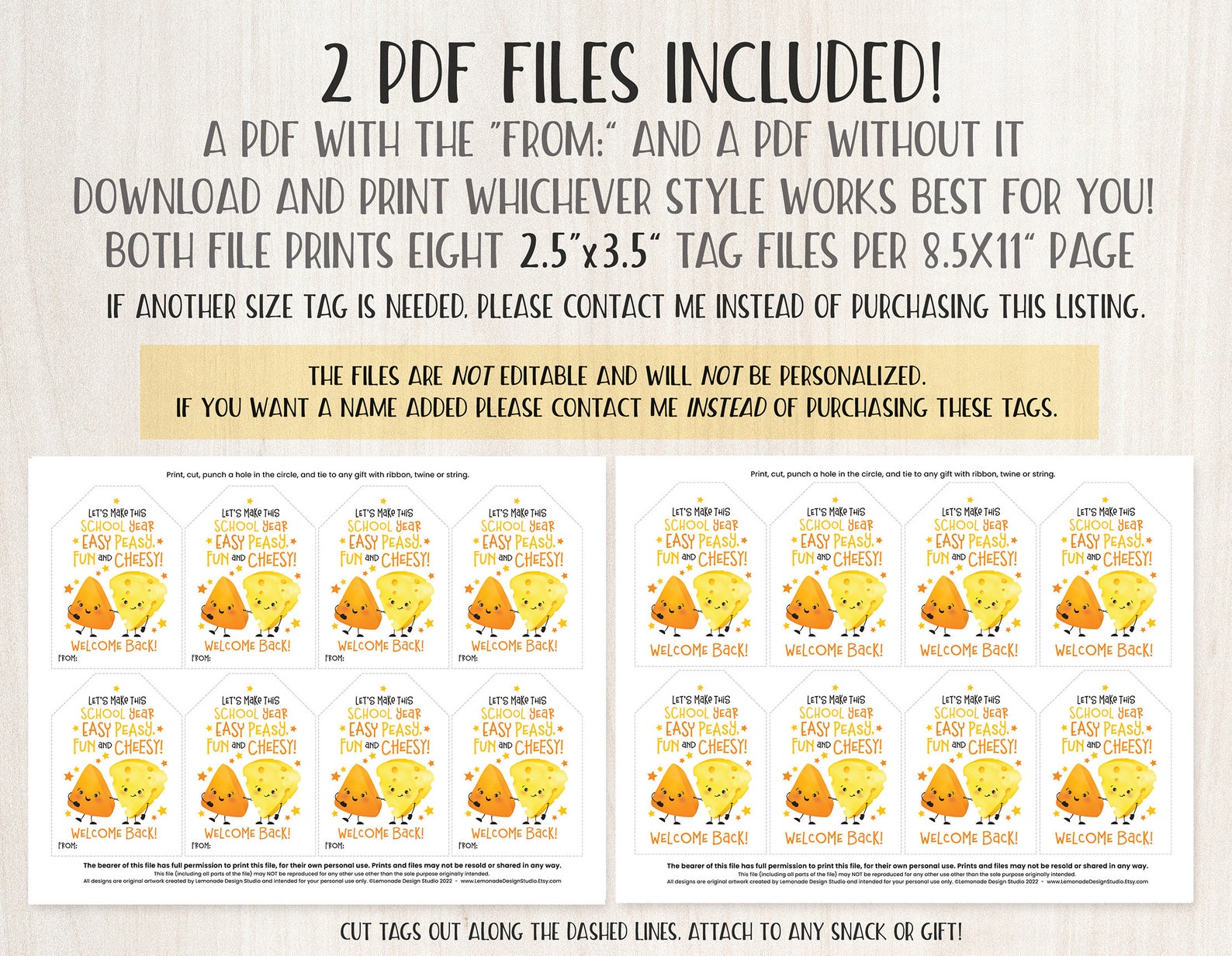 Printable Back to School Gift Tags for Students Snack Tag - Etsy