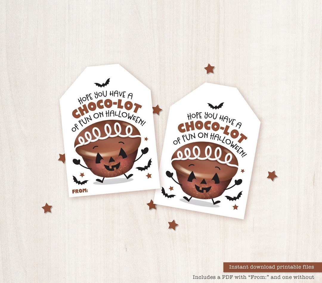 Halloween Tags Printable Trick or Treat Bag Chocolate Cupcake Tags ...