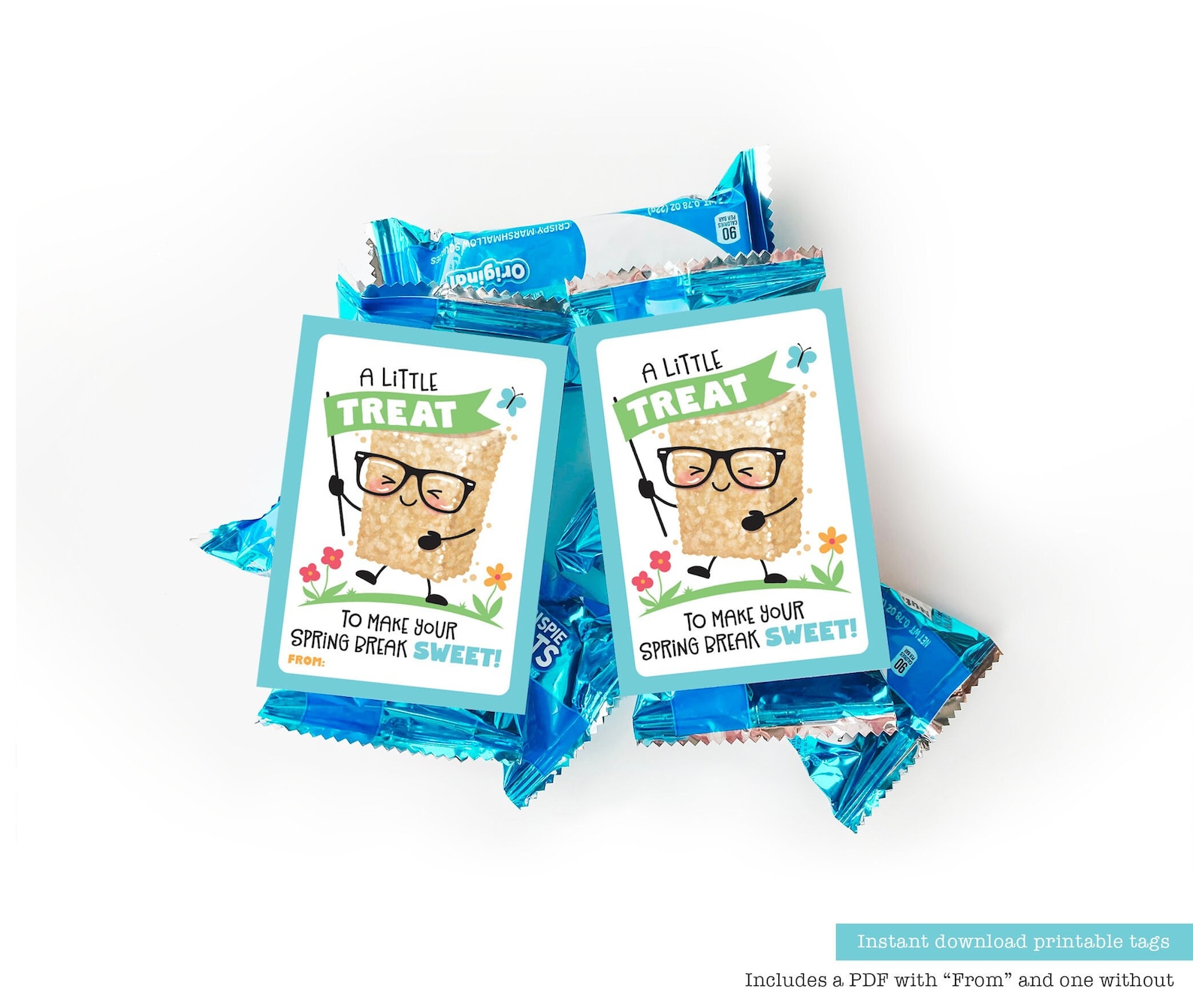 Printable Spring Break Treat Tags Crispy Rice Treats Printable Easter ...