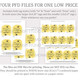 Thank You for Beeing so Sweet Gift Tag Printable Tags Favor Tags Bee ...