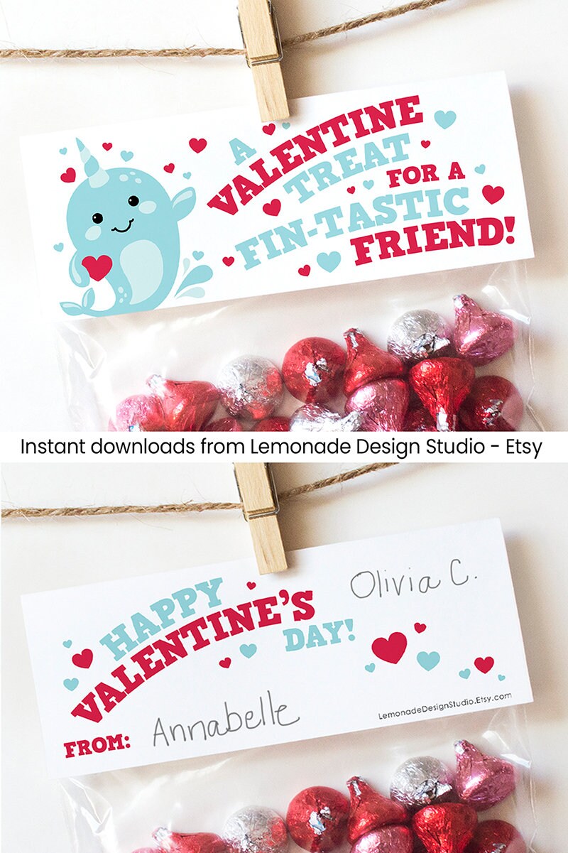PRINTABLE Valentines for Kids Valentine Treat Bag Toppers | Etsy