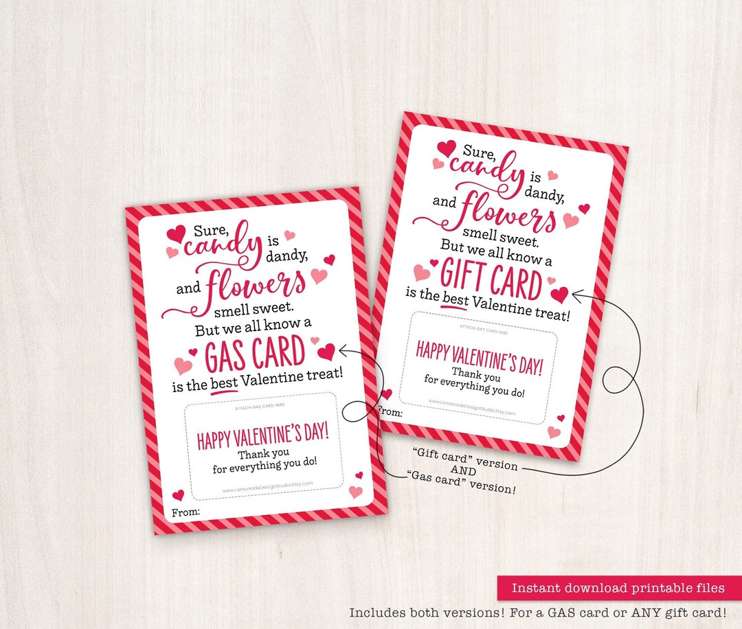 PRINTABLE Gas Gift Card Holder Funny Valentine Greeting Card Gift for ...